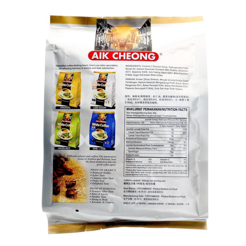 Aik Cheong 3 in 1 White Coffee Less Sugar | Kopi Putih Pracampur 15 Sa ...