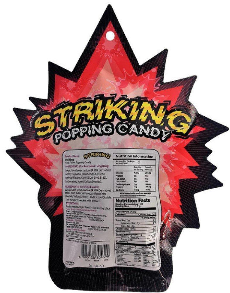 Hong Kong Striking Popping Candy Cola Flavor 20 Pouches 1.06 Oz (30 g ...