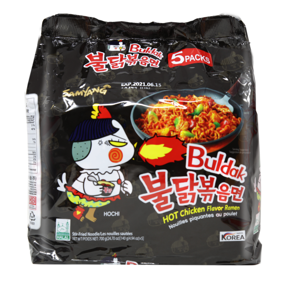 SAMYANG Buldak Hot Spicy Chicken Flavor Stir-Fried Ramen Noodles 5-PAC ...