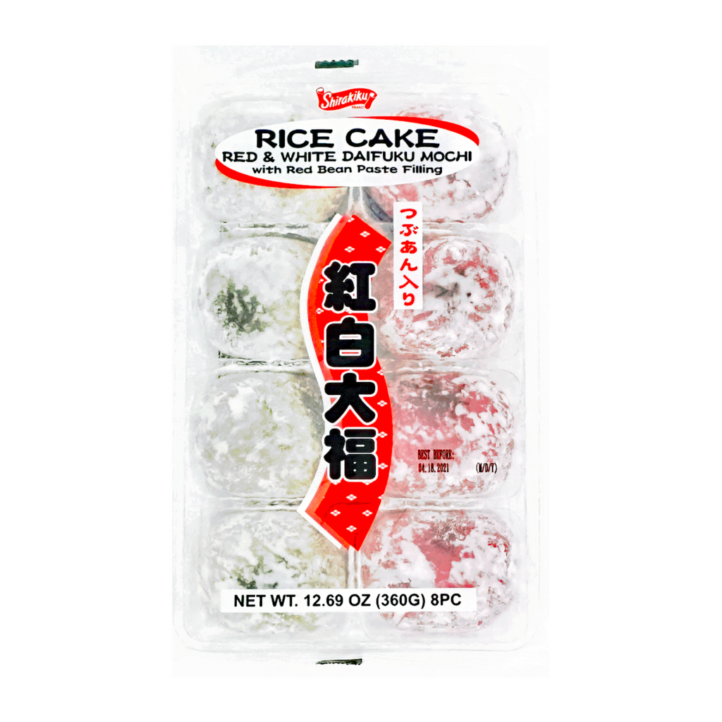 Shirakiku Rice Cake Red & White Daifuku Mochi w/ Red Bean Paste Fillin ...