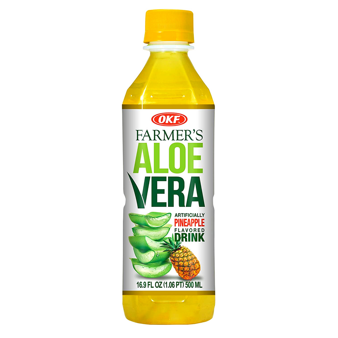 OKF Farmer's Aloe Vera Pineapple Flavored Drink 16.9 FL Oz (500 mL ...