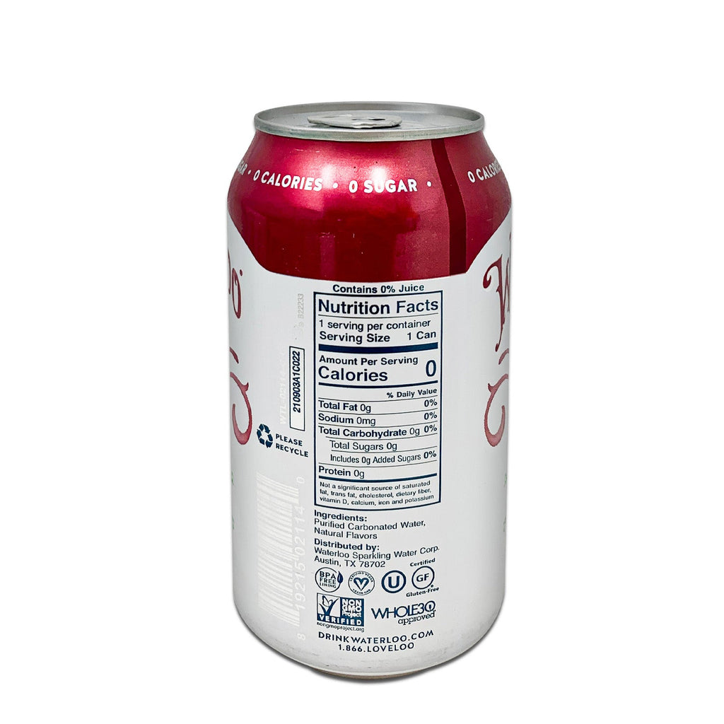 WATERLOO Sparkling Water in Cranberry Flavored Soda, 355mL (12 fl oz ...