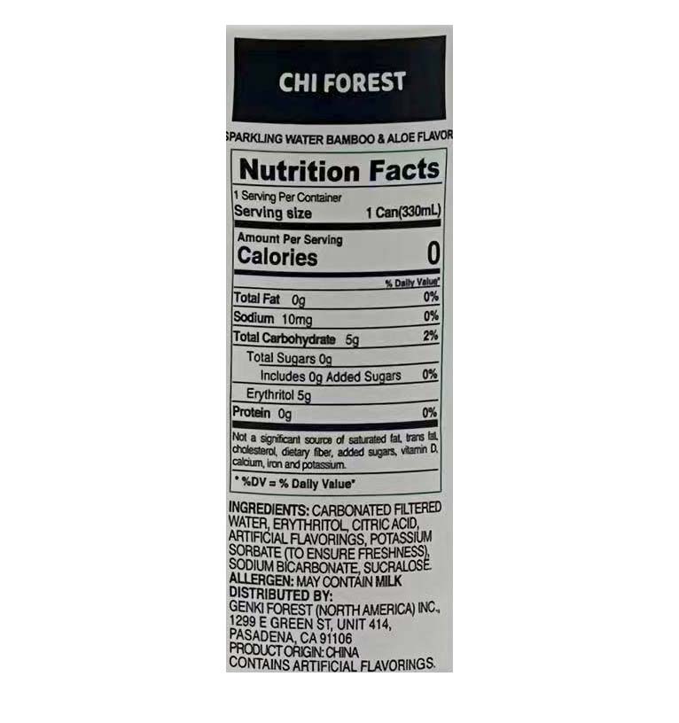 Chi Forest Sugar-Free Sparkling Water Bamboo & Aloe Flavor 11.15 FL Oz ...