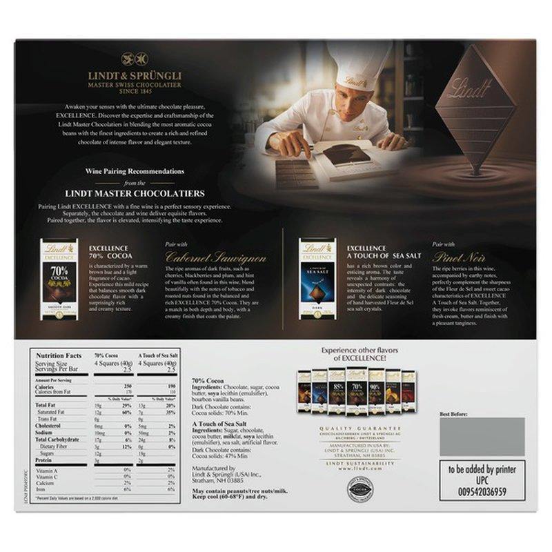 Lindt Excellence Assorted Dark Chocolate Individual Bars 21.2 Oz (600 ...